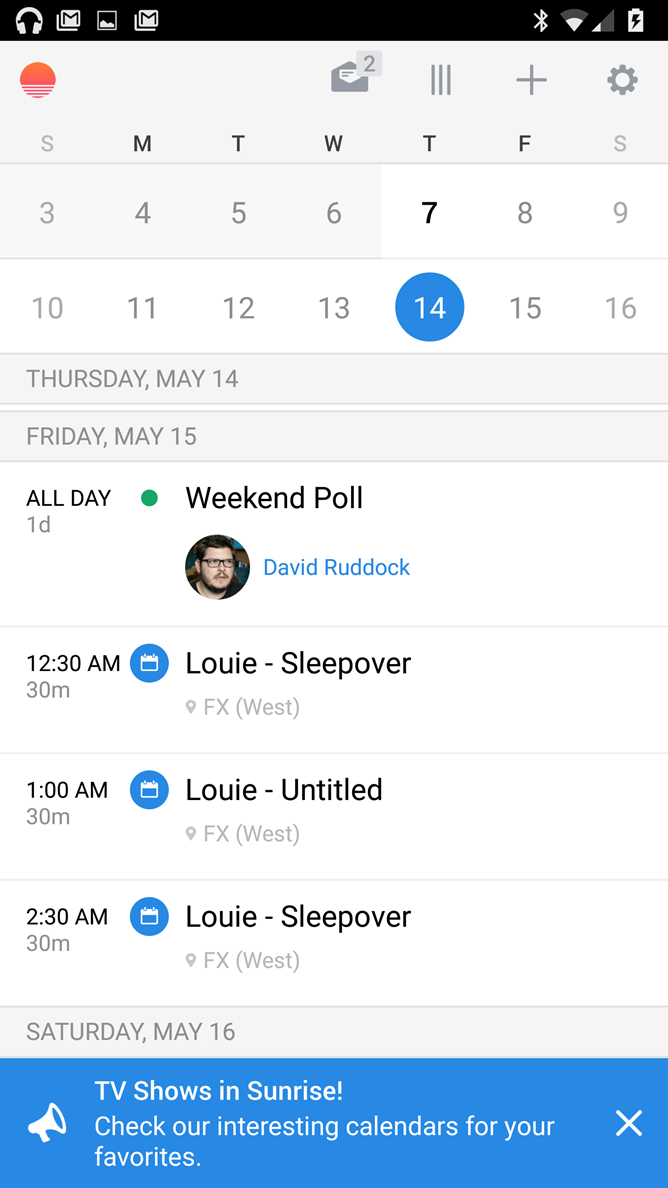 Sunrise Calendar Adds Popular TV Networks And Shows To Its List Of ...
