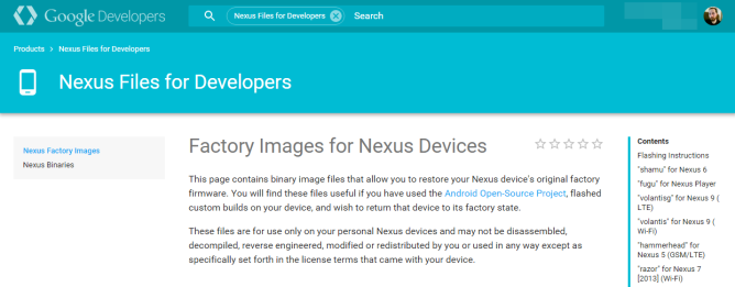 Google's Developer Site (Including the Nexus Factory Image Page) Gets A ...