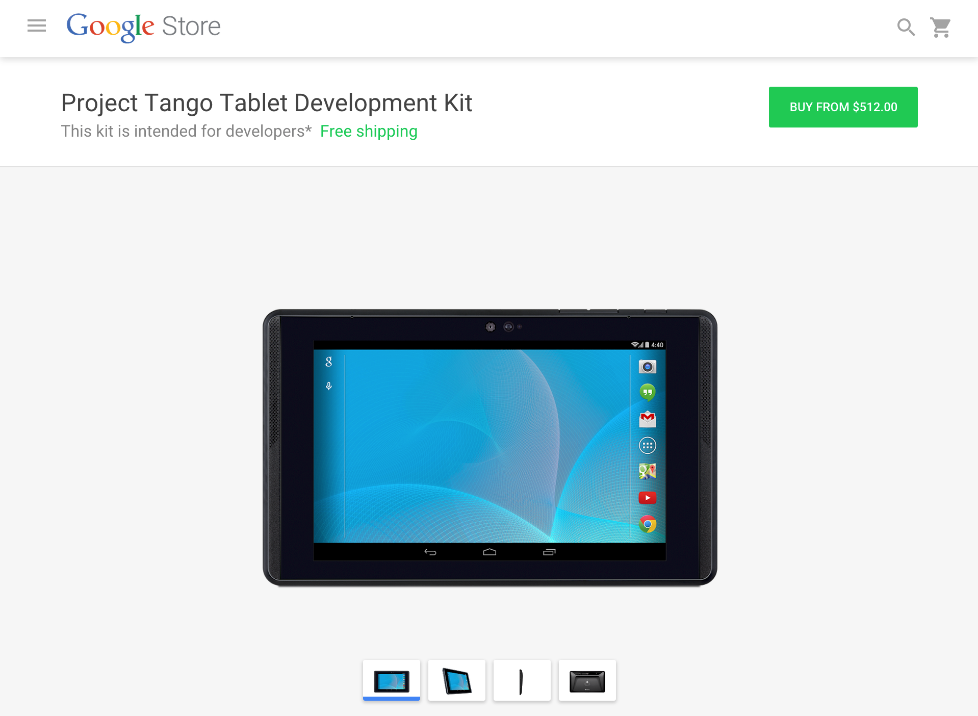 Google Begins Selling Project Tango Tablet Invitation-Free For $512