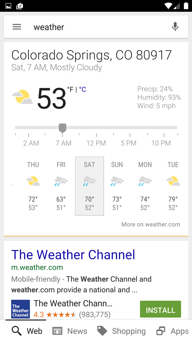 Google Mobile Search Adds Ten-Day Weather Forecasts