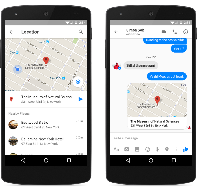 Facebook Messenger Now Lets You Send Locations As Messages