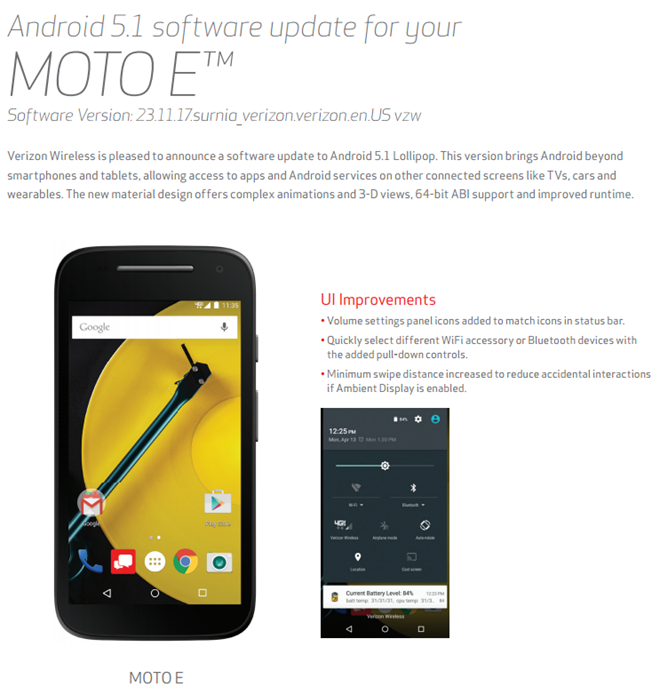 Verizon's Prepaid Version Of The Moto E (Second Generation) Updated To ...