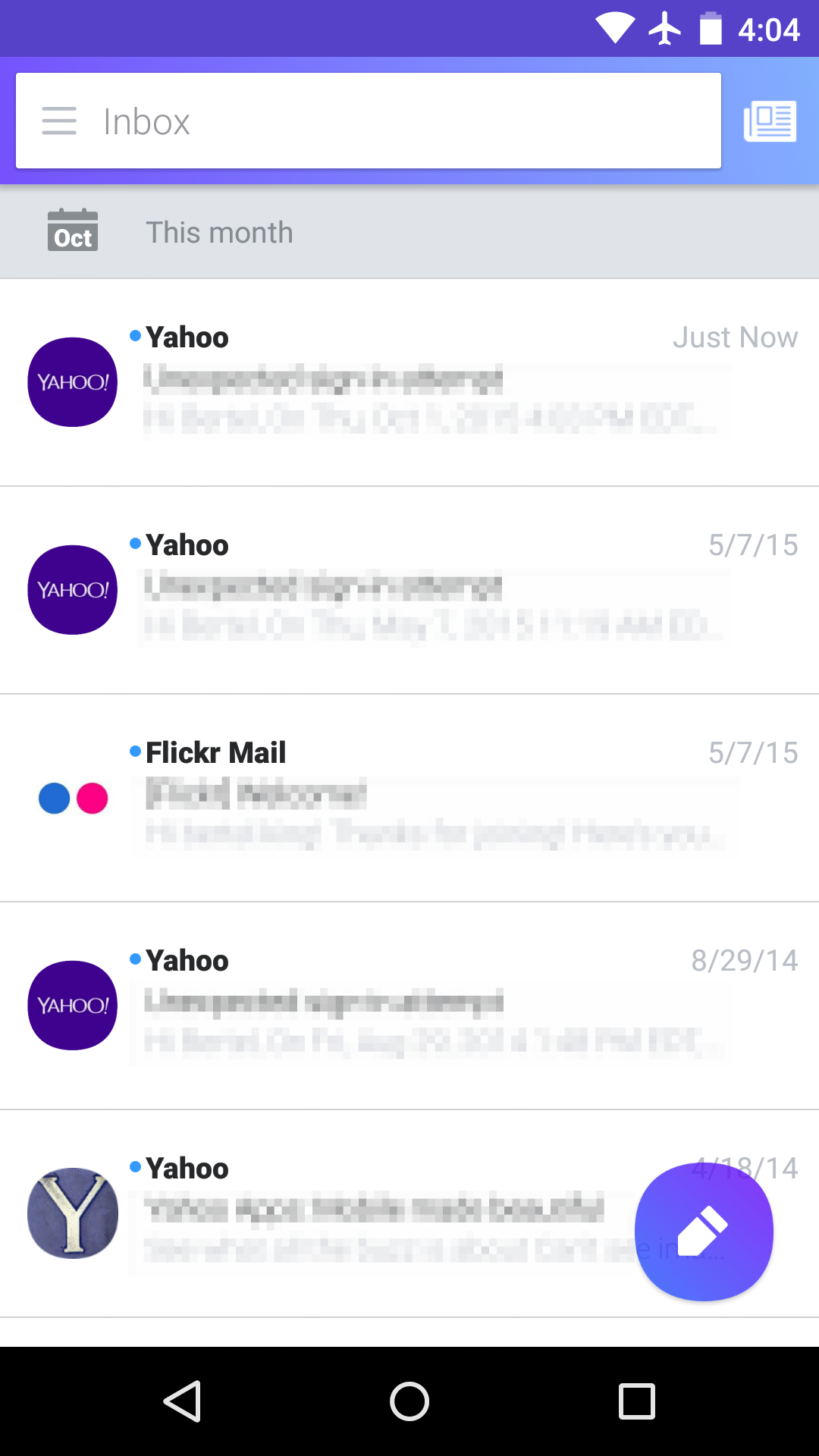 Yahoo Mail For Android's 5.0 Beta Comes With A Bedazzling Material Makeover