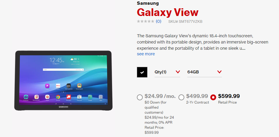 Samsung's Ludicrously Huge Galaxy View Tablet Now Available From Verizon