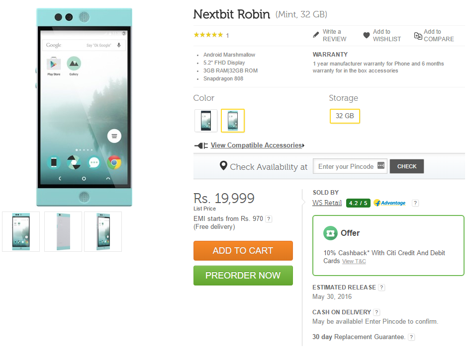 The Nextbit Robin Will Launch In India On May 30 For Rs. 19,999 (About $300)