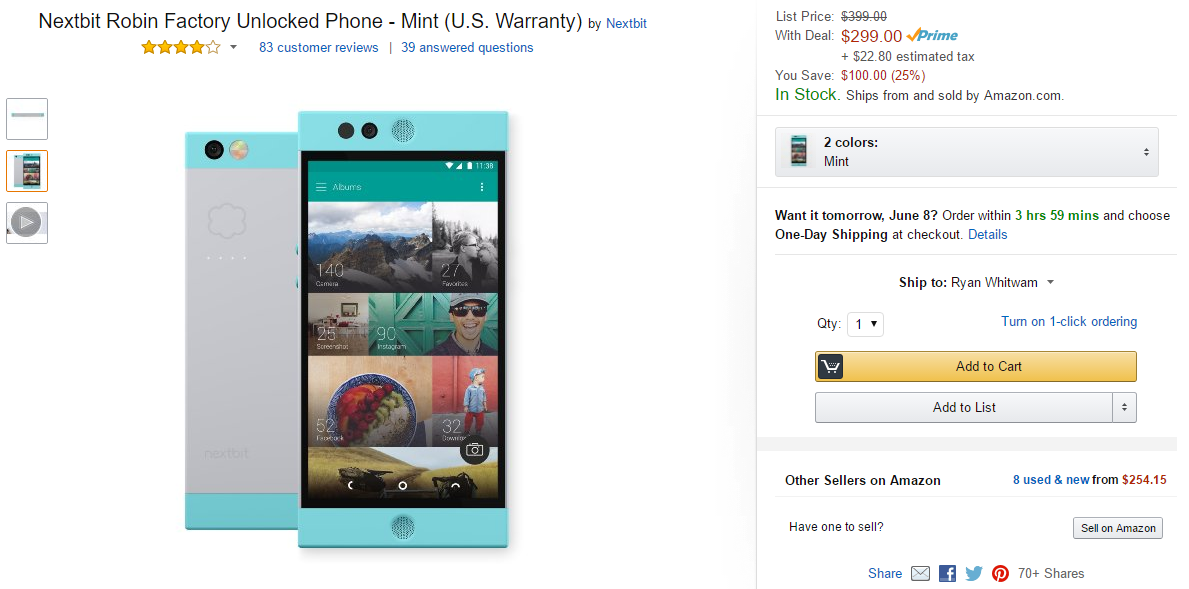 [Deal Alert] The Nextbit Robin Is Again Down To $299 ($100 Off) On Amazon