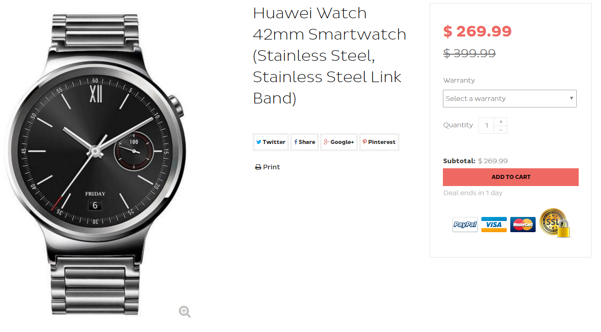 [Deal Alert] Huawei Watch with stainless steel link band on sale for ...
