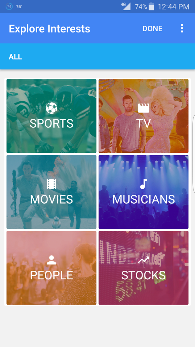 Google adds Explore Interests to Now with six categories to get updates on