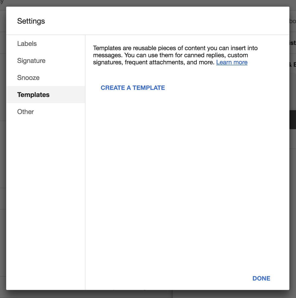 Inbox's newest feature Templates inserts preset text snippets into emails