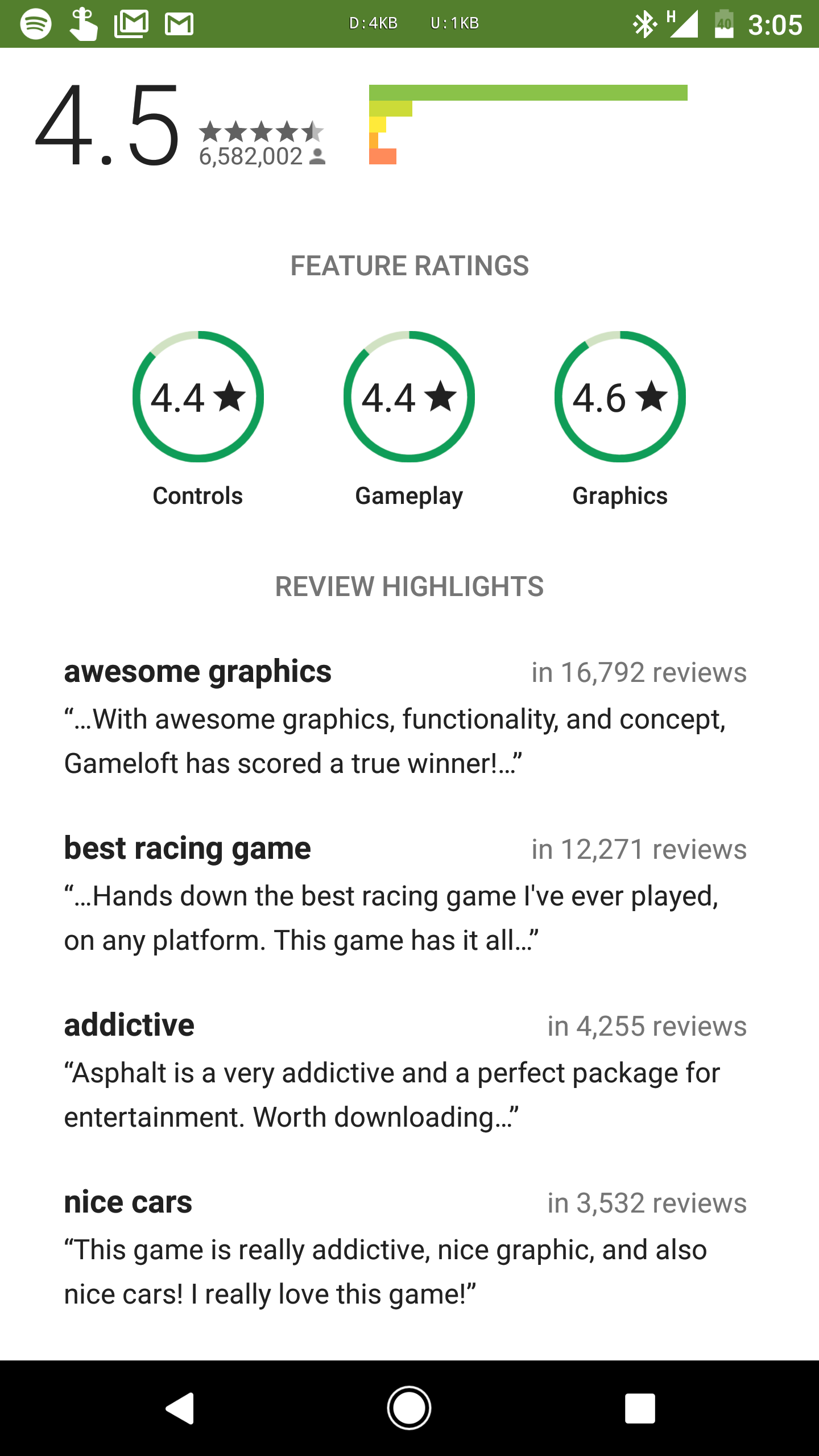 Play Store game reviews start showing detailed "Feature Ratings ...