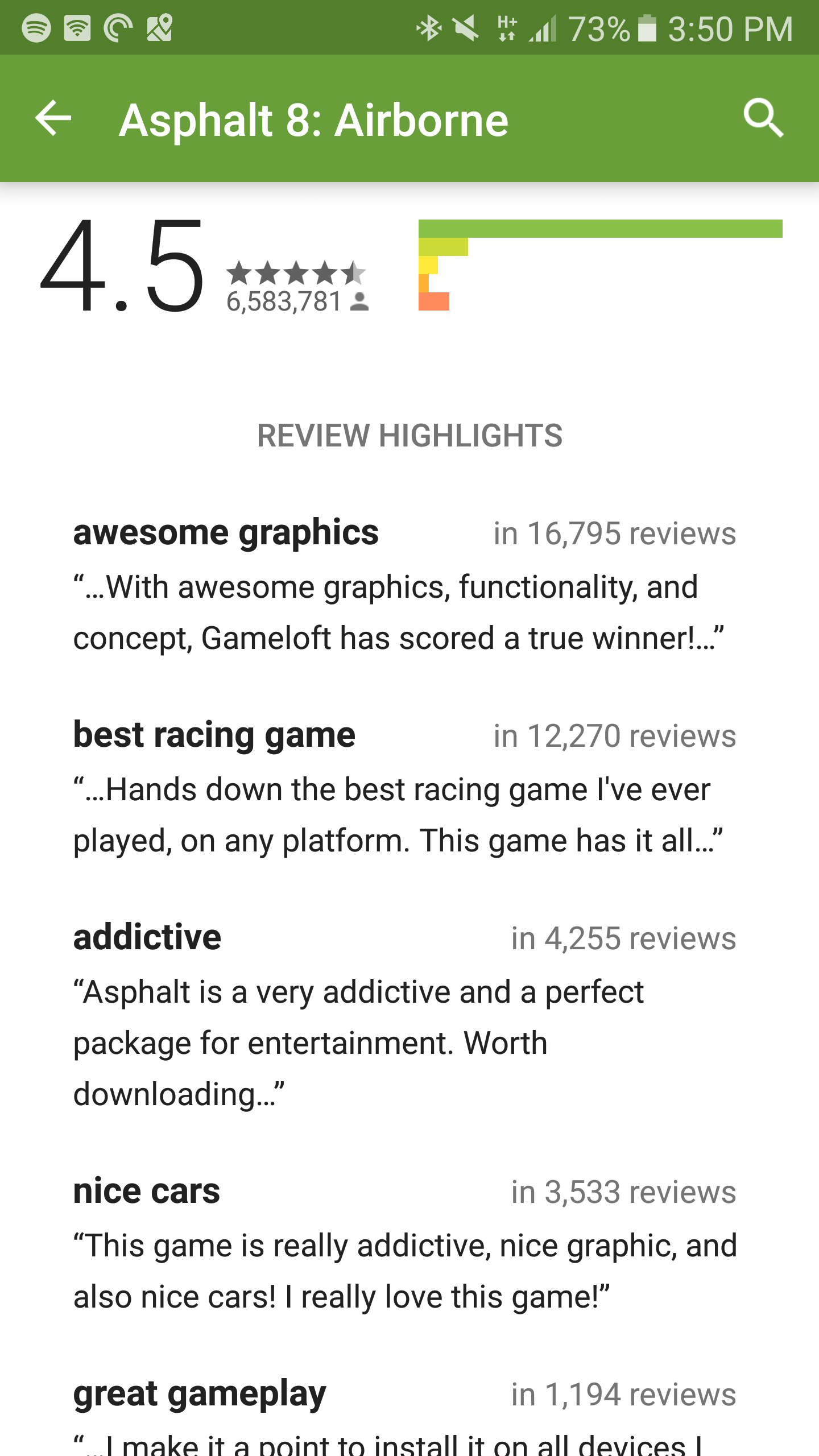 Play Store game reviews start showing detailed "Feature Ratings ...
