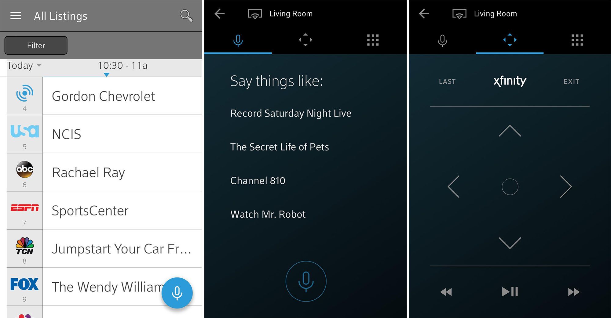 Comcast adds D pad and voice control to Xfinity TV Remote app