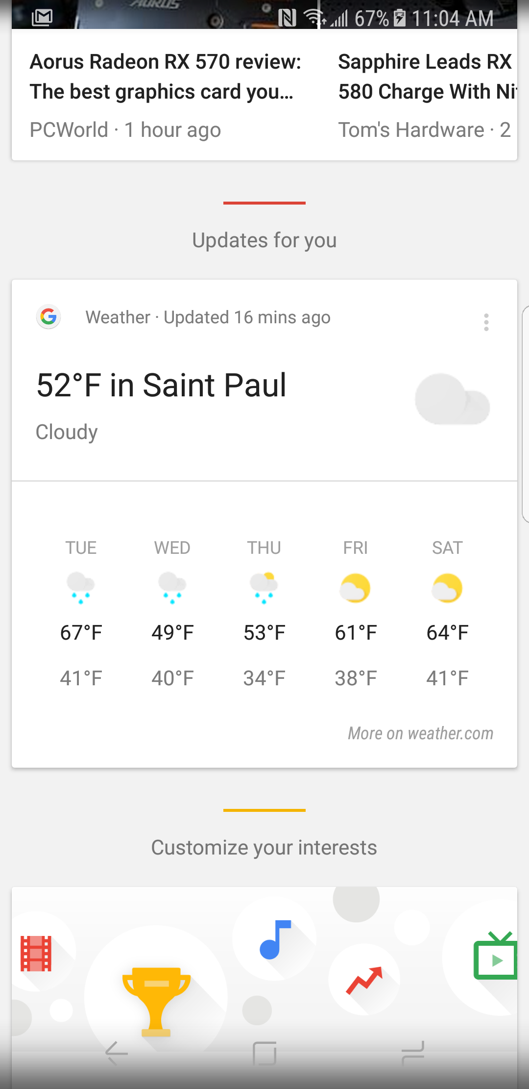 Google is testing a new, more compact weather card