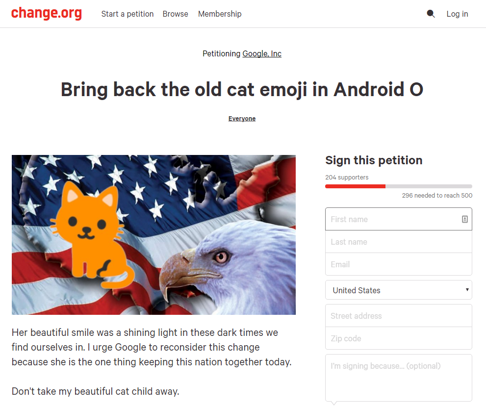 Of course there is already a Change.org petition for Google to bring ...