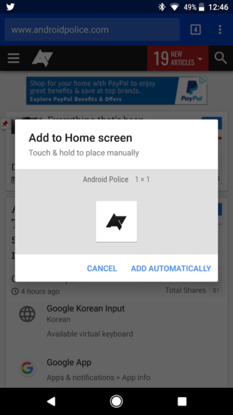 Chrome now uses Android O's adaptive icons for home screen shortcuts