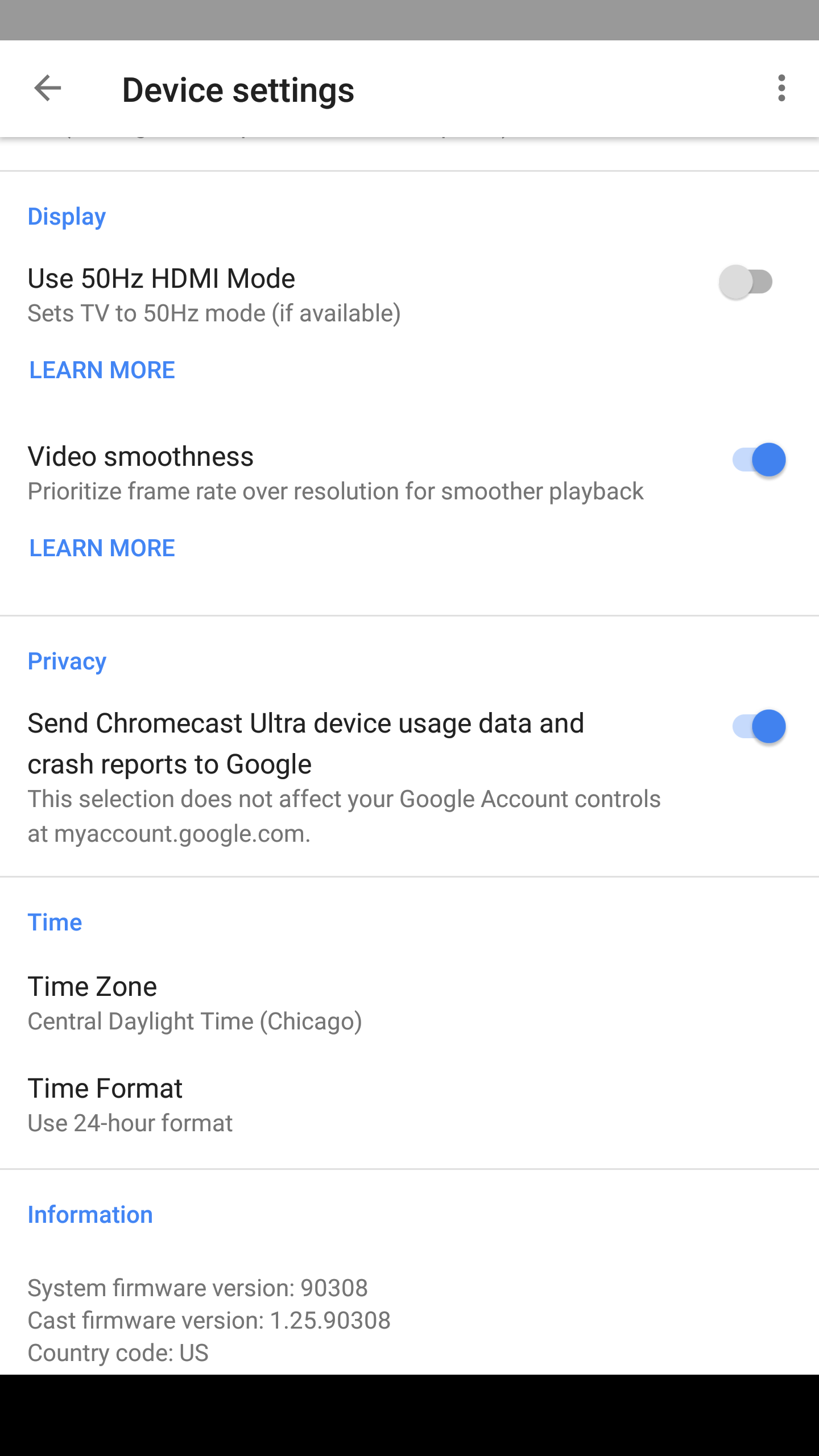 New Chromecast Ultra firmware update adds "video smoothness" feature ...