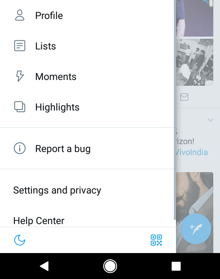 Twitter beta redesigns the night mode toggle and QR barcode scanner