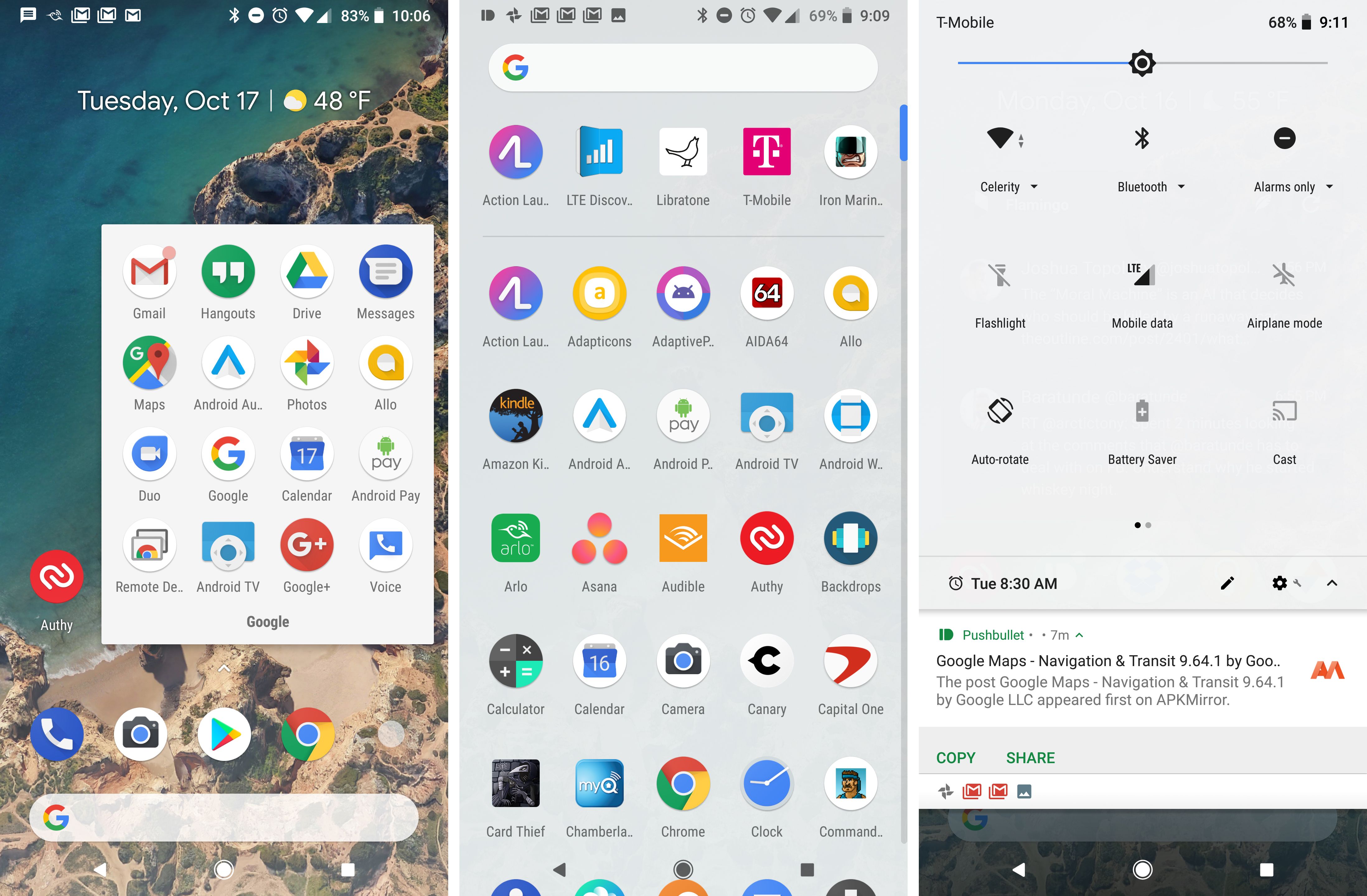 The Pixel Launcher on Pixel 2 has automatic dark and light themes based ...