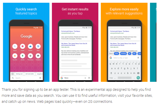 [Update: Also live outside the US for some] Google Search Lite app ...