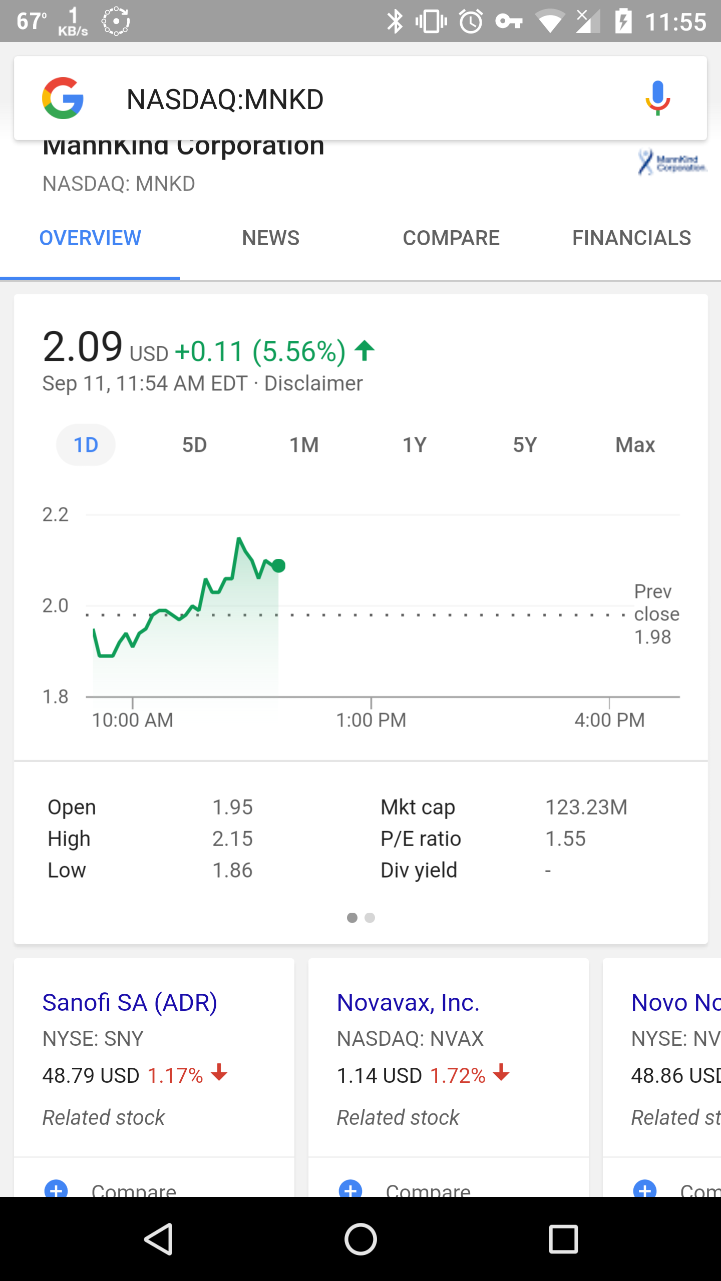 Google updates the look of the stocks finance card in Search