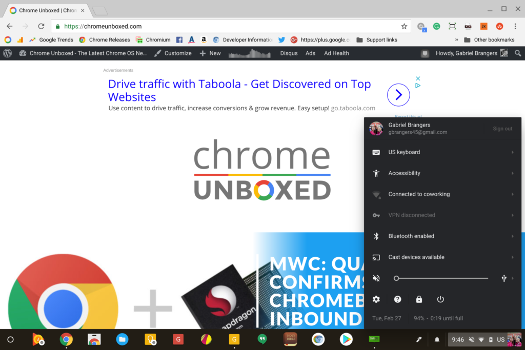 Chrome OS is testing a dark system tray option in Developer and Canary ...