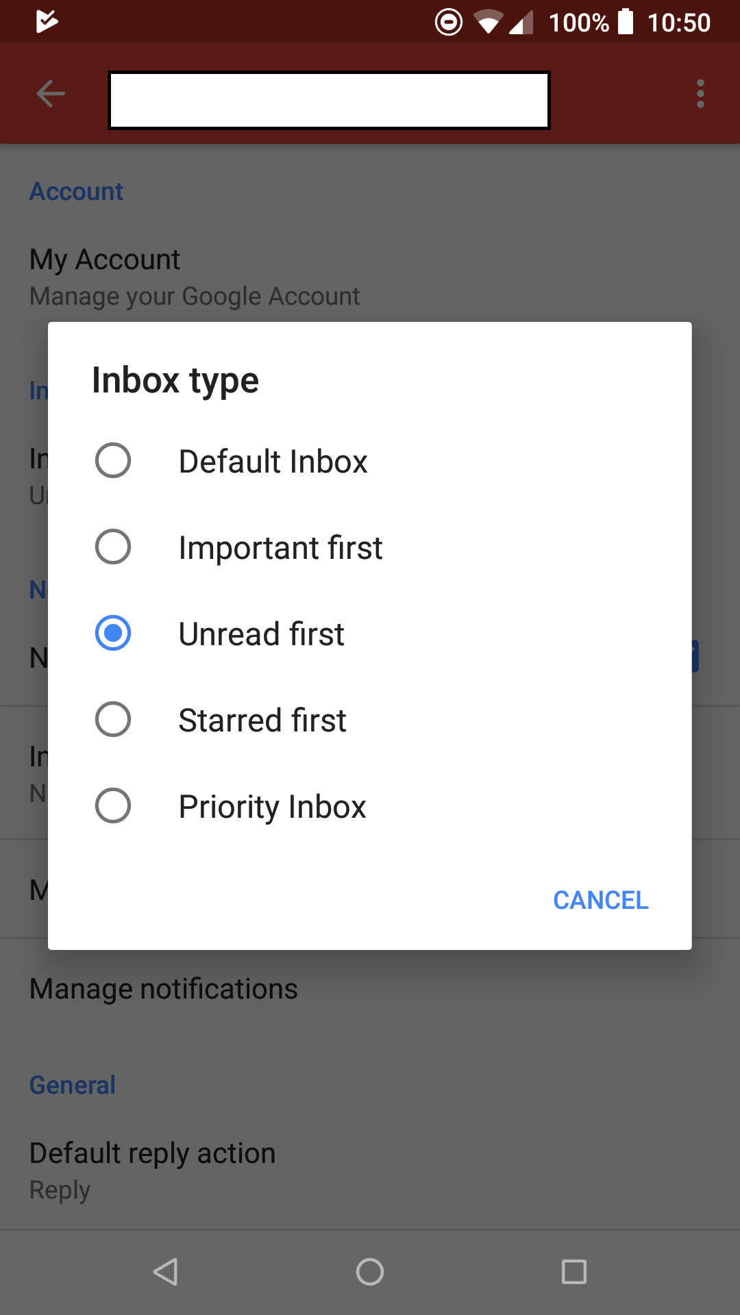 [Update: Default can't be changed] Inbox types are now supported in the ...