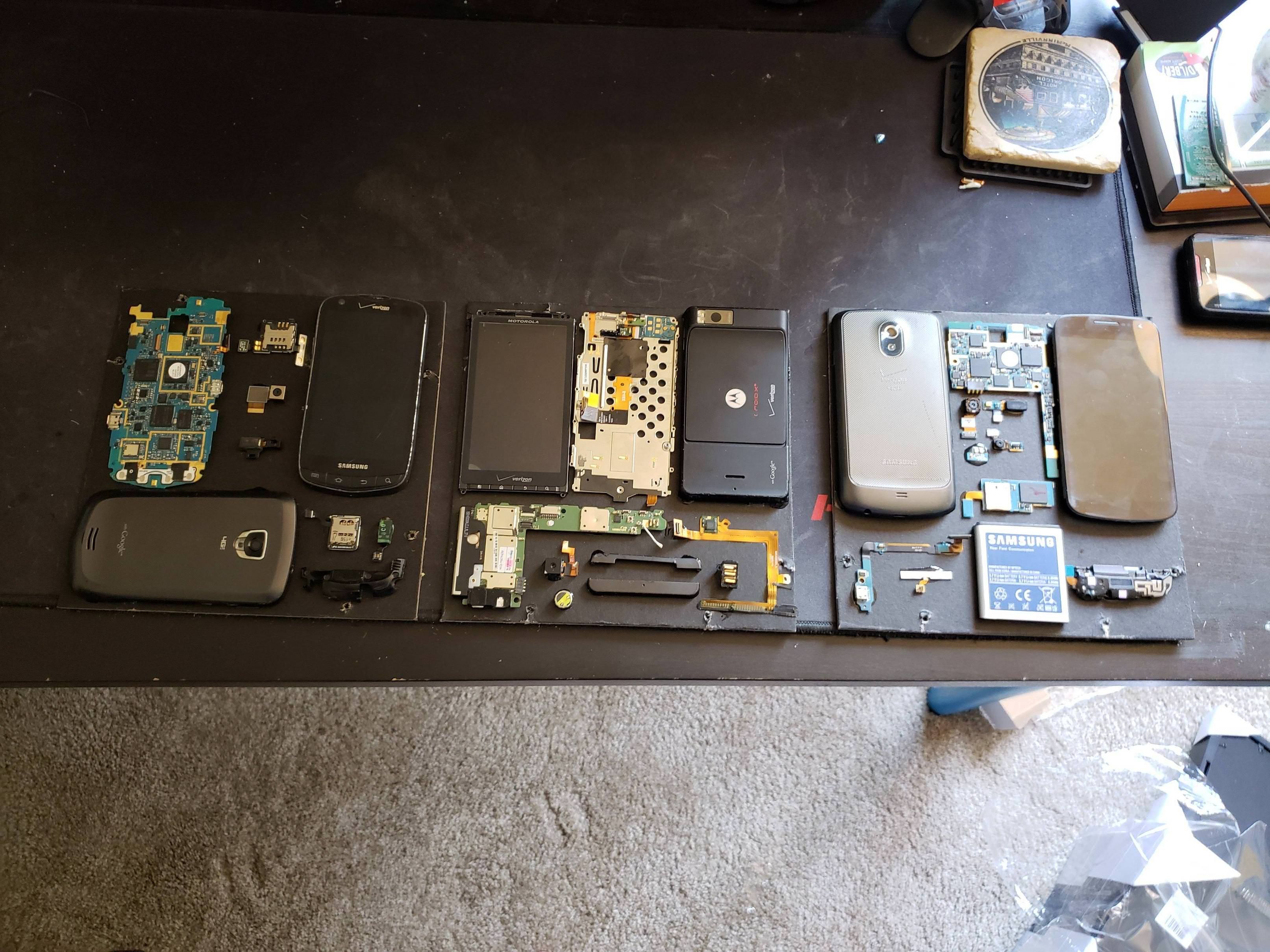 Check out this nerdy art collection of old smartphone teardowns