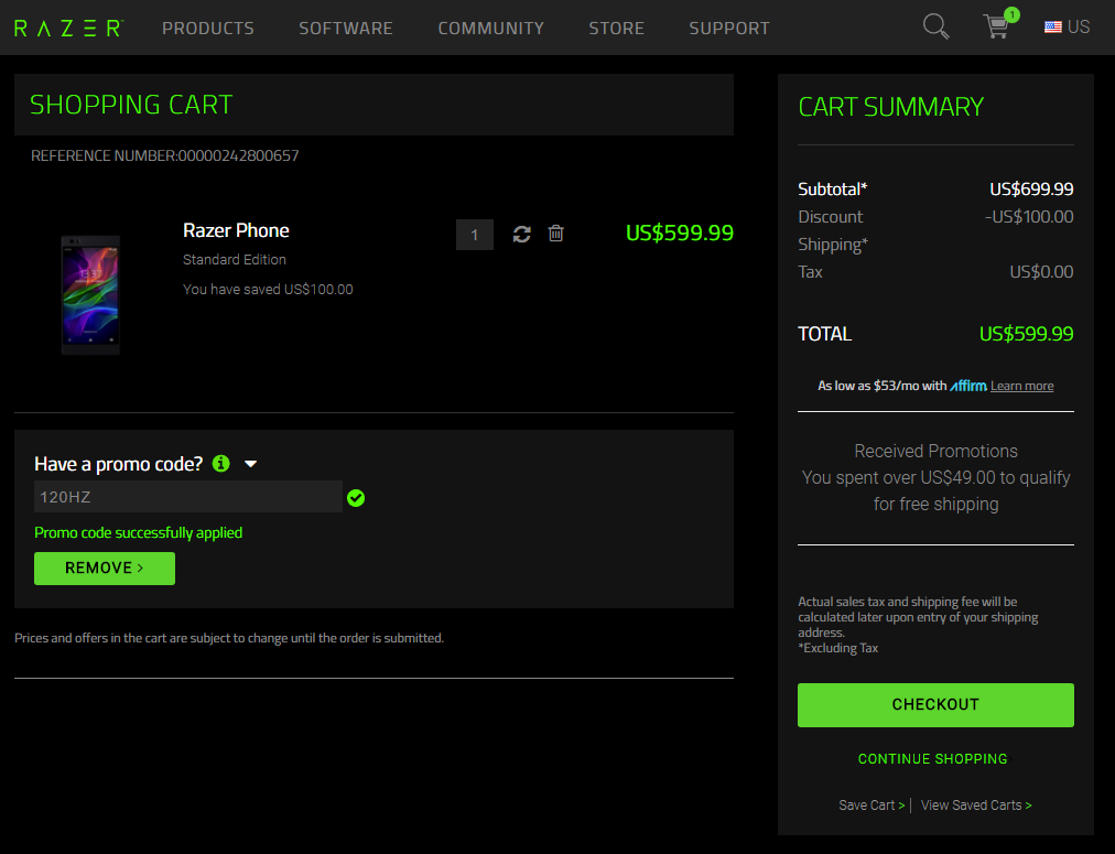 [Deal Alert] Get the Razer Phone for $599.99 ($100 off) with coupon code