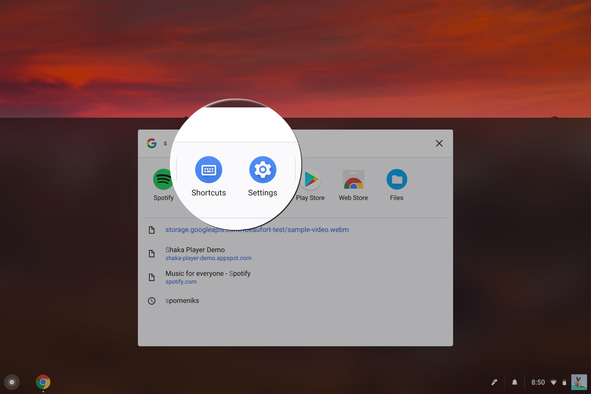 Chrome OS Settings and Shortcuts to appear in launcher alongside ...