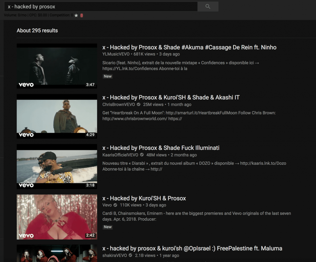 Several VEVO videos were hacked on YouTube today, including Despacito