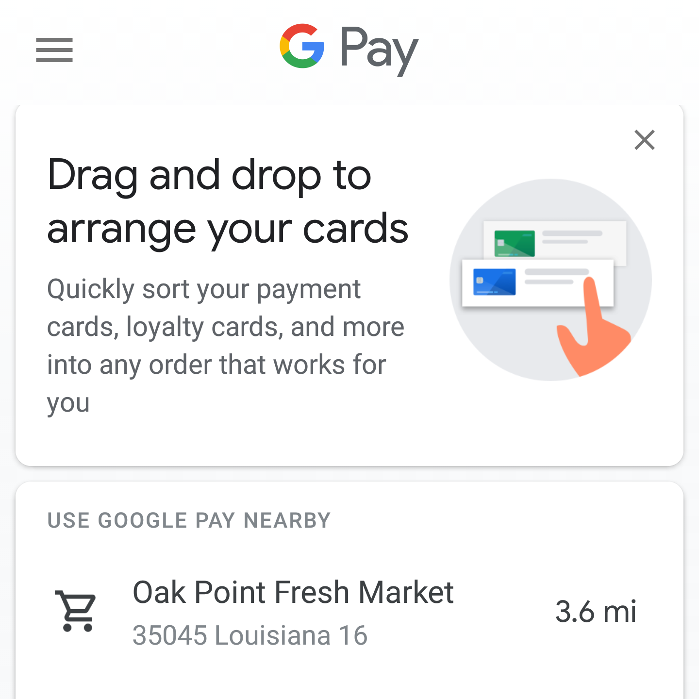Payment and loyalty card sorting returns to Google Pay