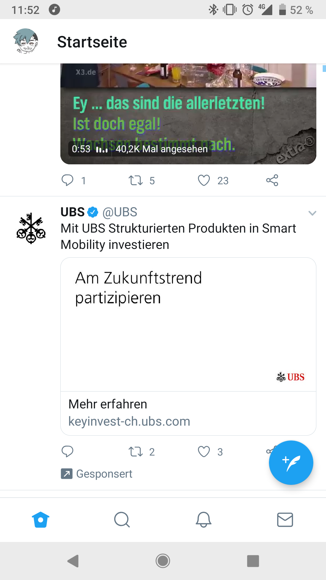 Twitter is testing a bottom navigation bar in its app