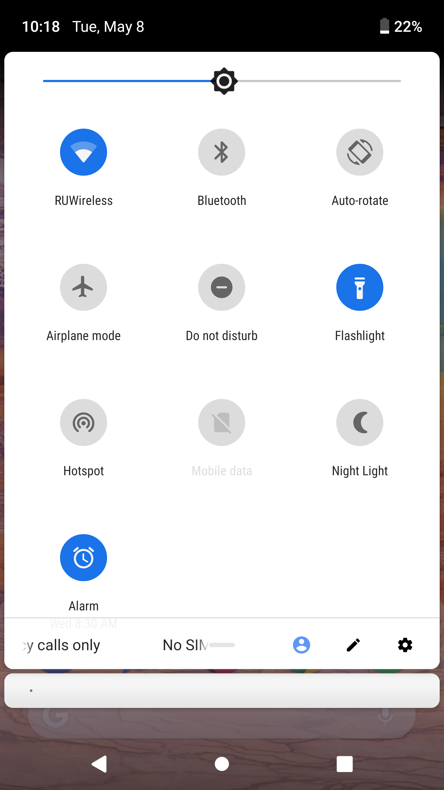 Android P DP2 shows alarms and muted/vibrate ringer status on top of the Quick Settings