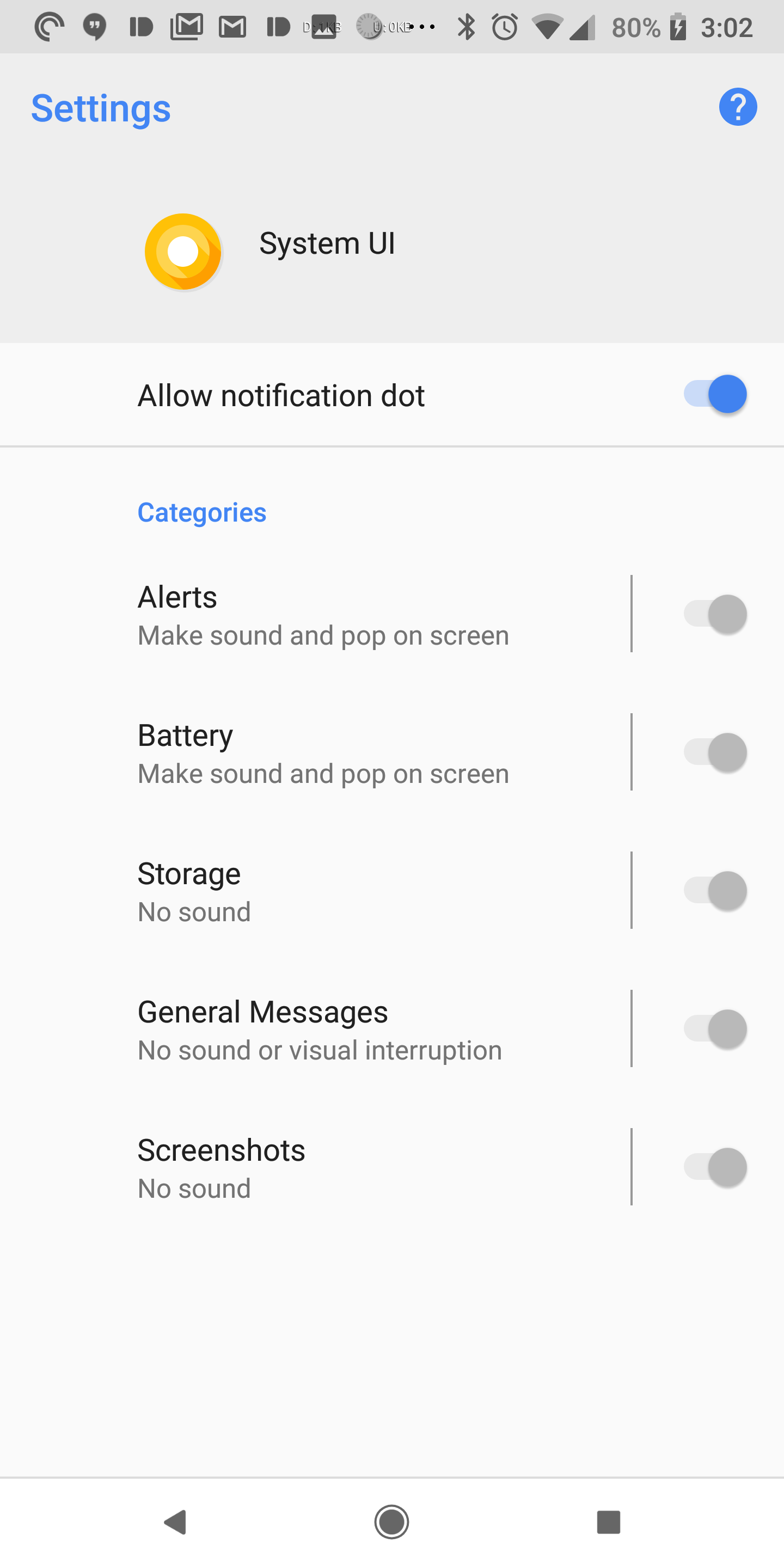 Android P lets you disable some of System UI and Android System's notifications, like battery ...