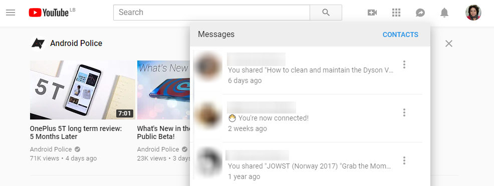 YouTube Sharing and Messaging is going live for users on the web