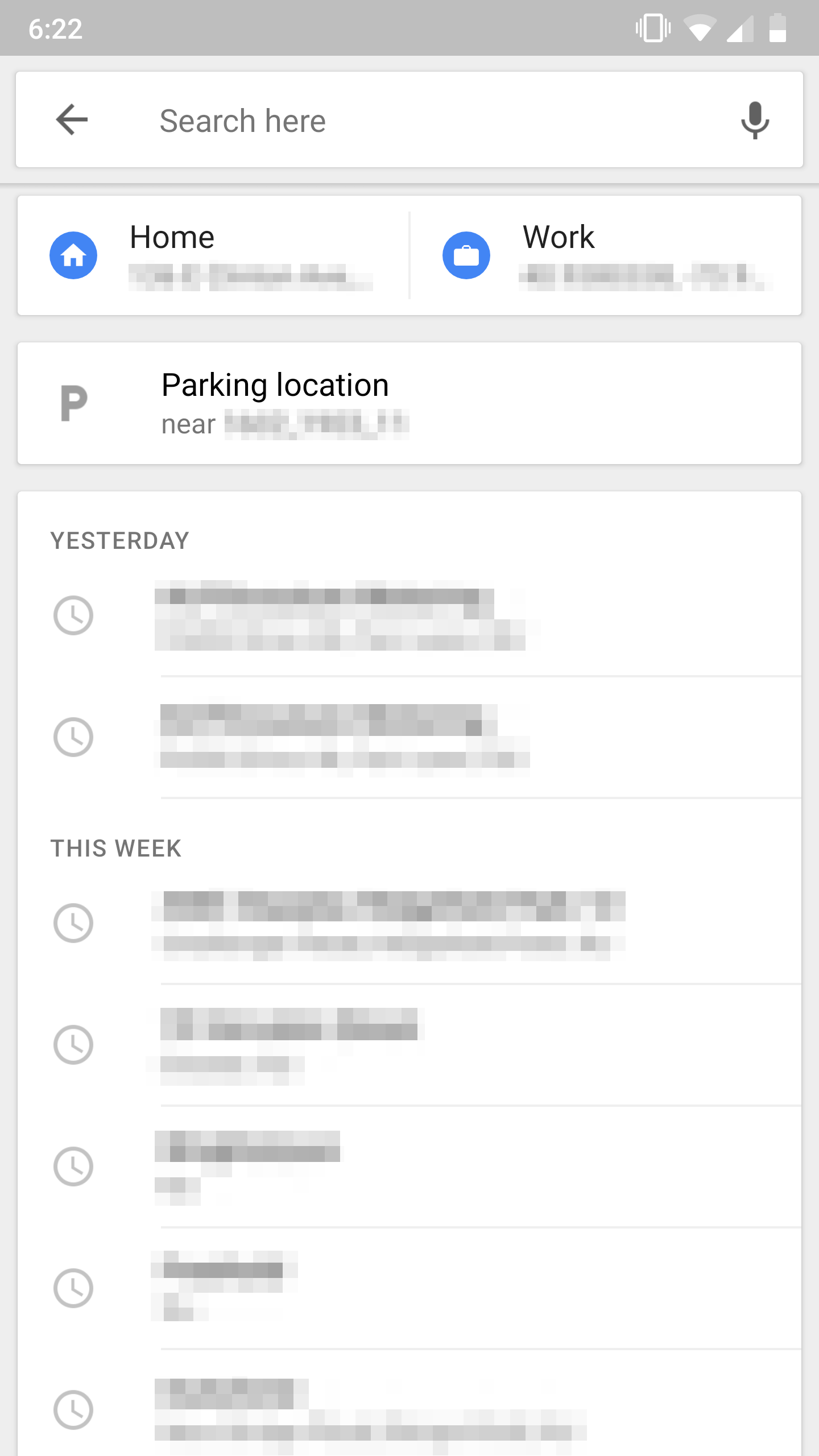 Quick access buttons for home and work showing up for some in Google Maps