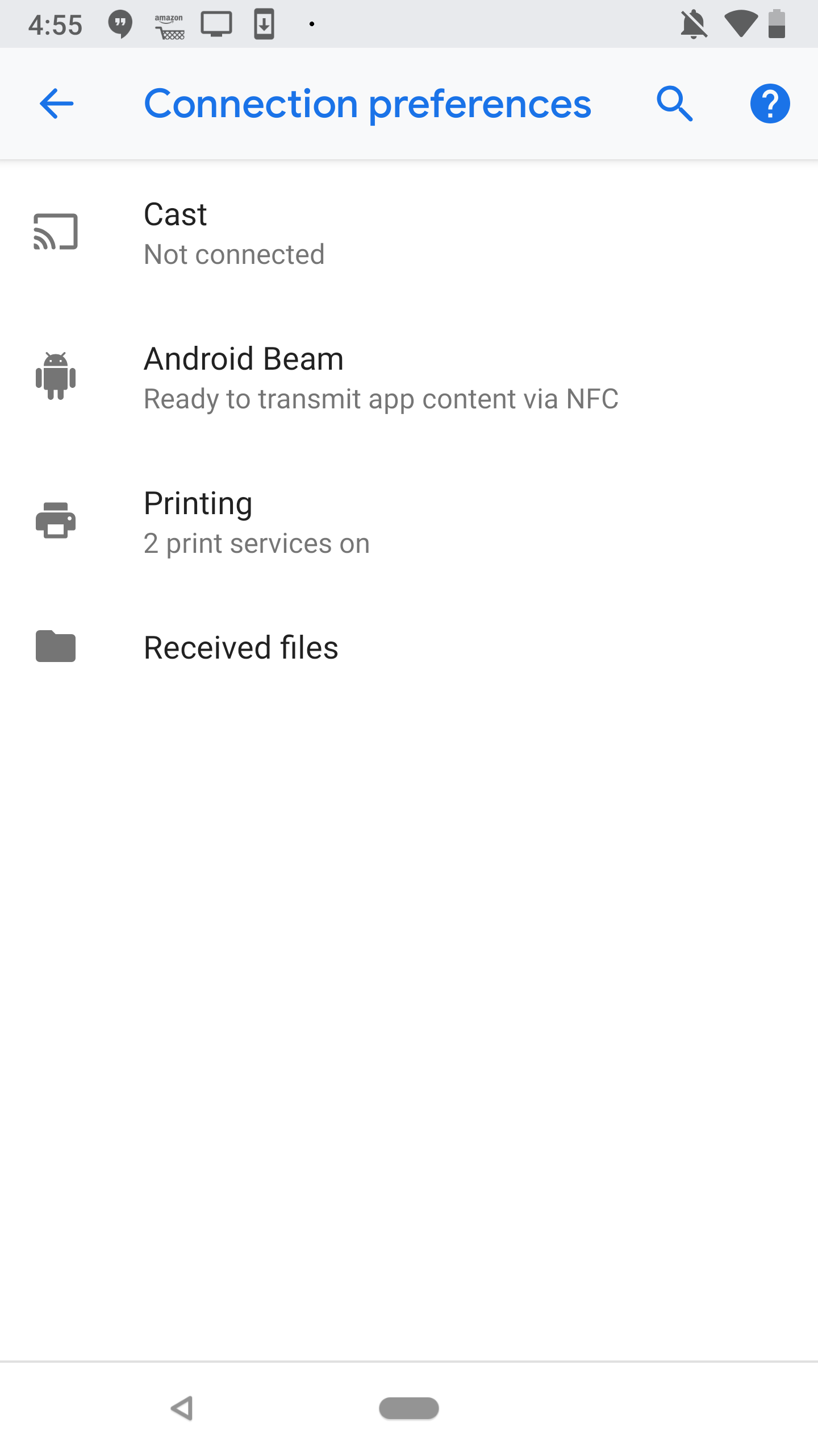 Bluetooth section and NFC toggle in Android P DP4 moved to 'Connection ...