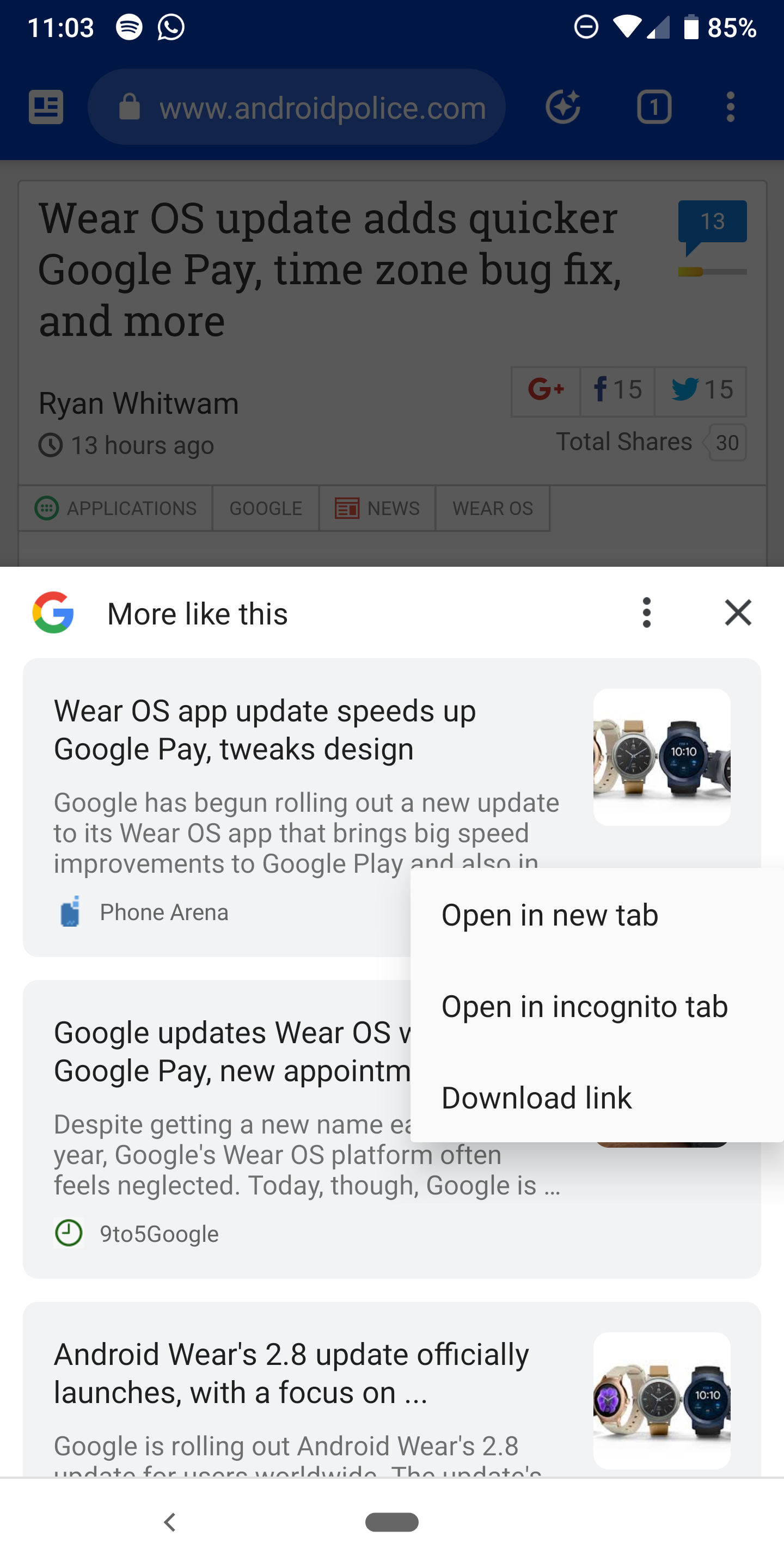 Google Chrome starts suggesting more articles like the one you're reading
