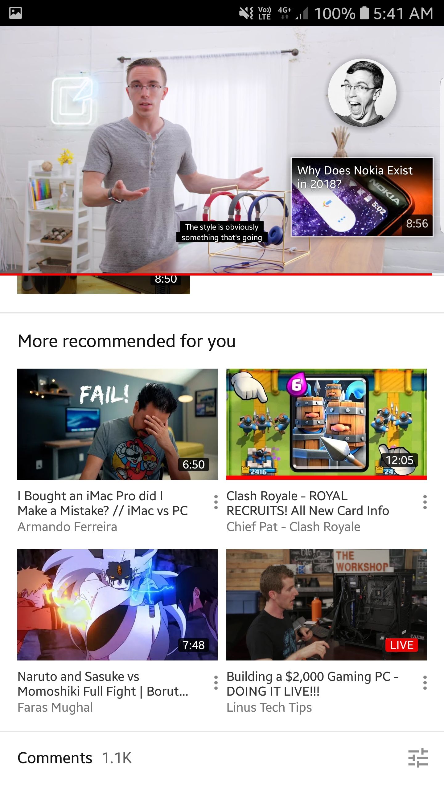 YouTube testing more personal recommendations below every video