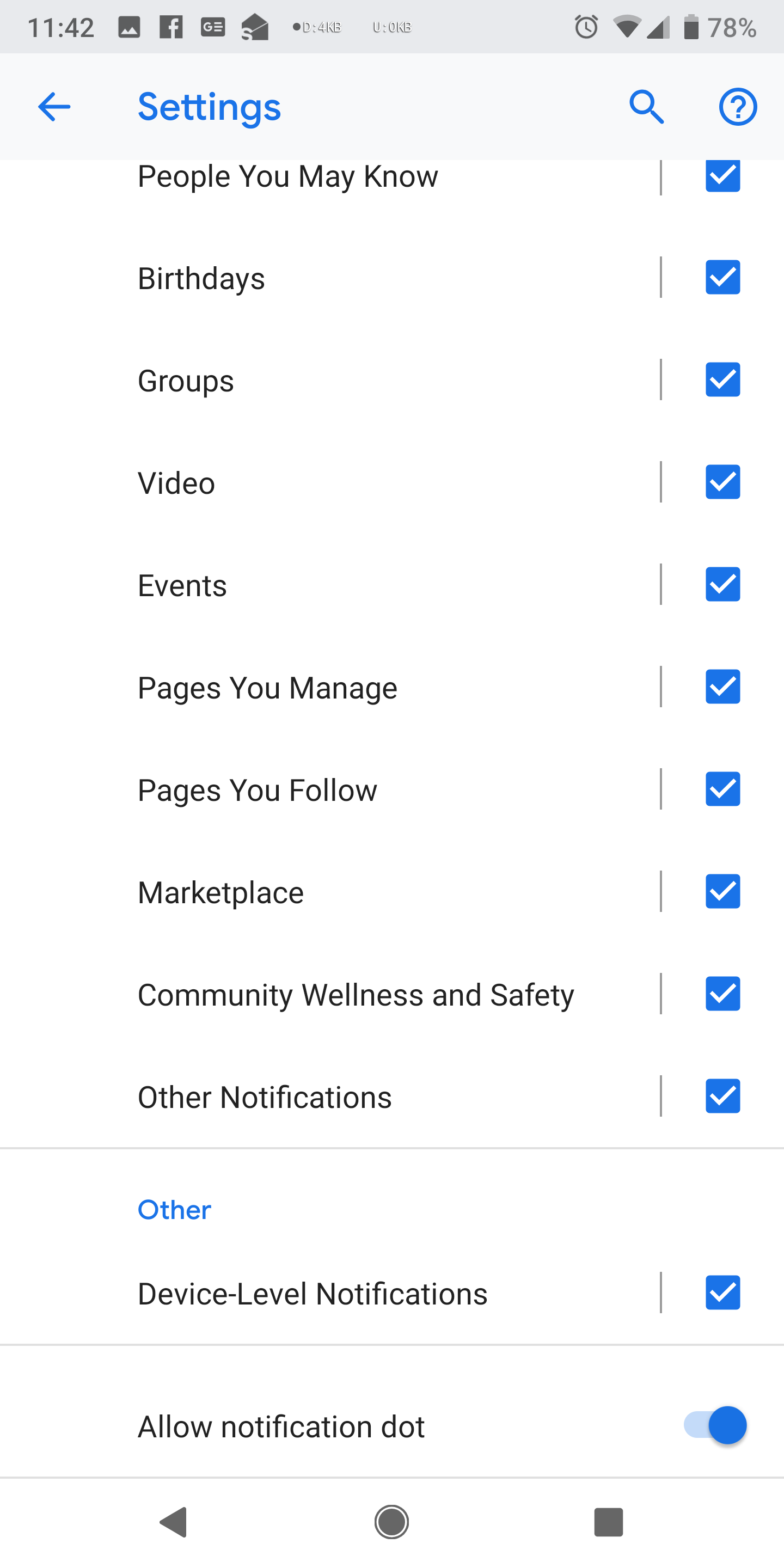 The Facebook app finally supports Android's notification channels