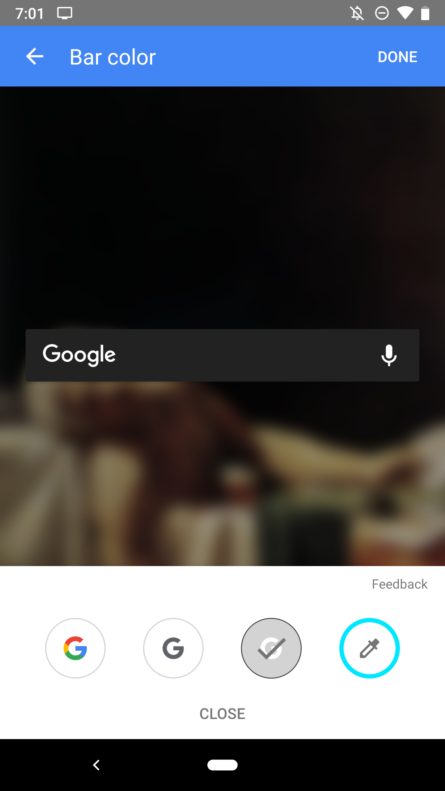 Google search widget customization silently returns