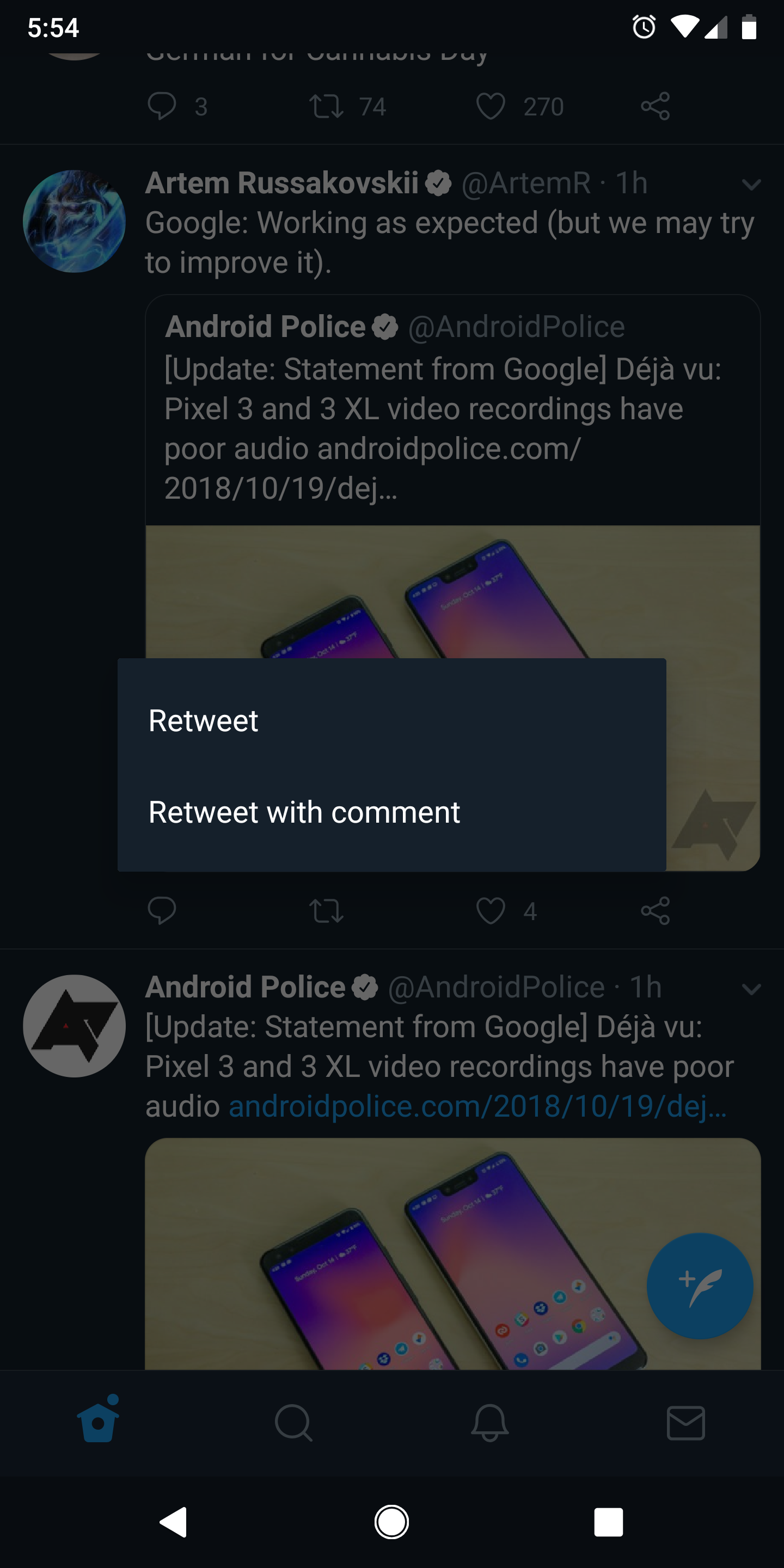 Twitter is testing a UI change for retweet and 'more' menus on tweets