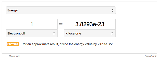 Google Search explains the formula for all its unit conversions