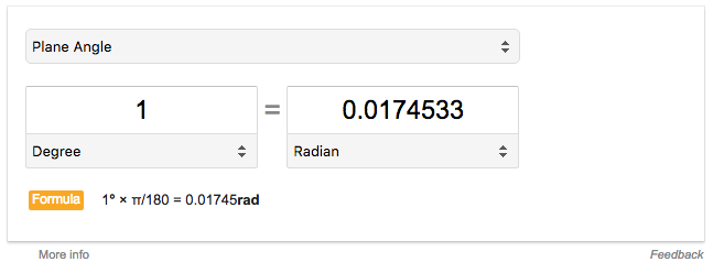 Google Search explains the formula for all its unit conversions