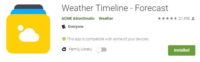 Sam Ruston's Weather Timeline has a new developer listed on the Play Store