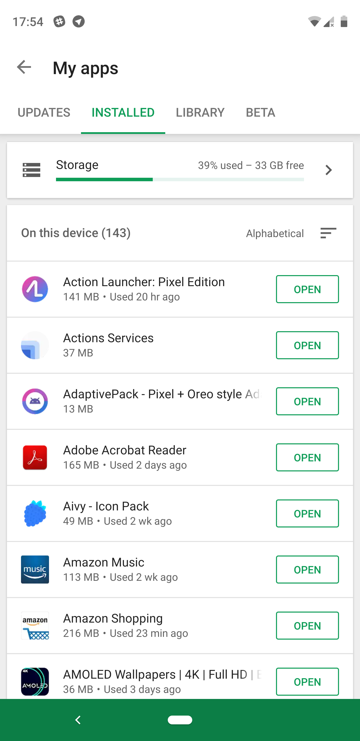 A storage indicator is rolling out to the Play Store's 'My Apps' section