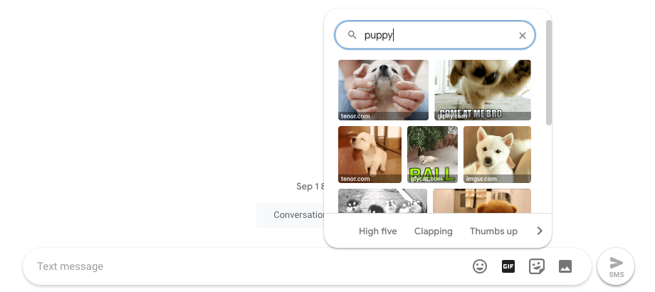 Messages on the web adds GIF support