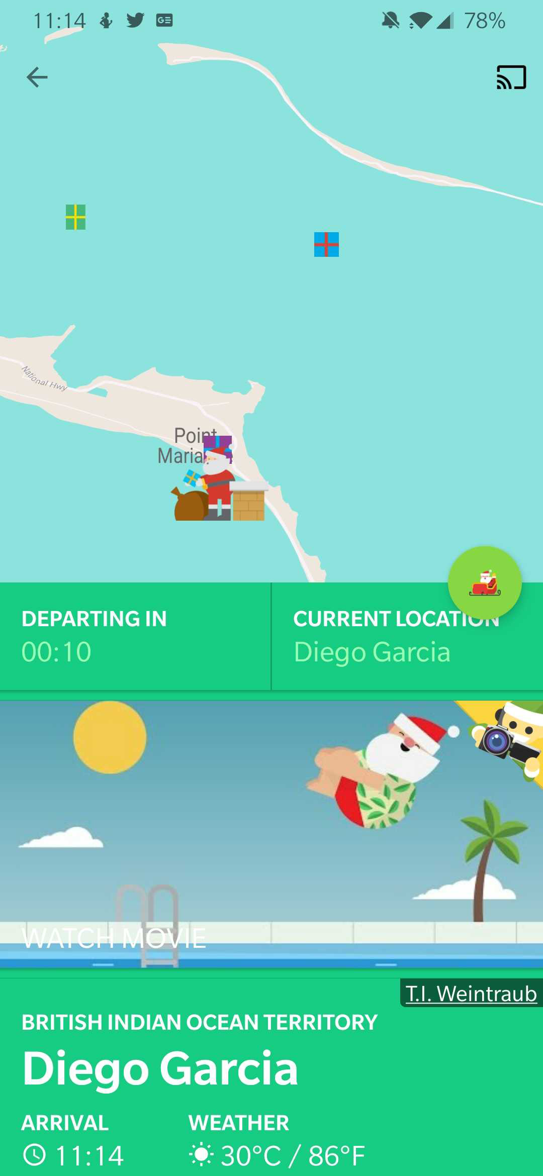 Google Santa Tracker now charting St. Nick's progress live through the sky