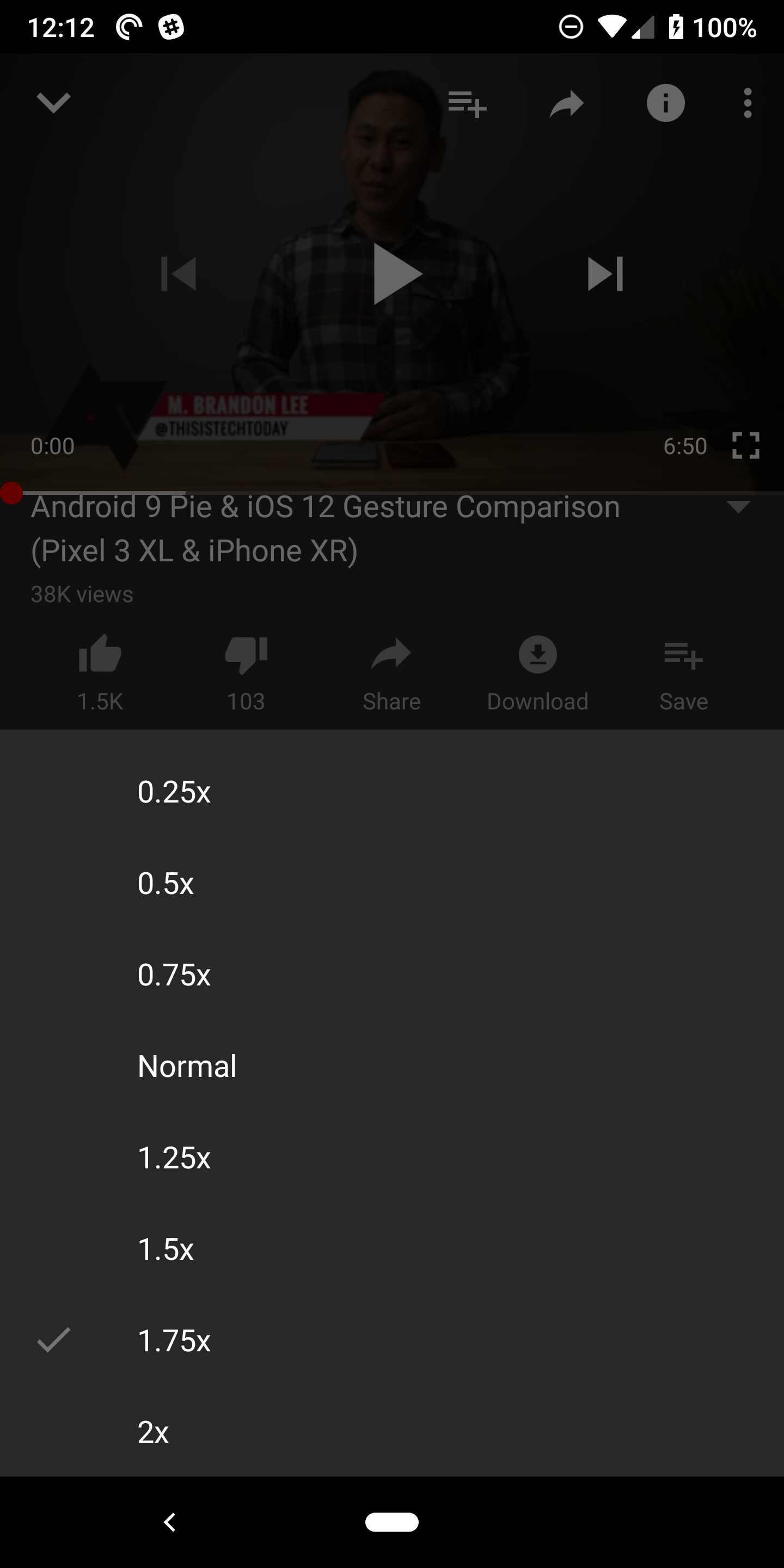 [Update: Android too] YouTube adds 1.75x playback speed on the web