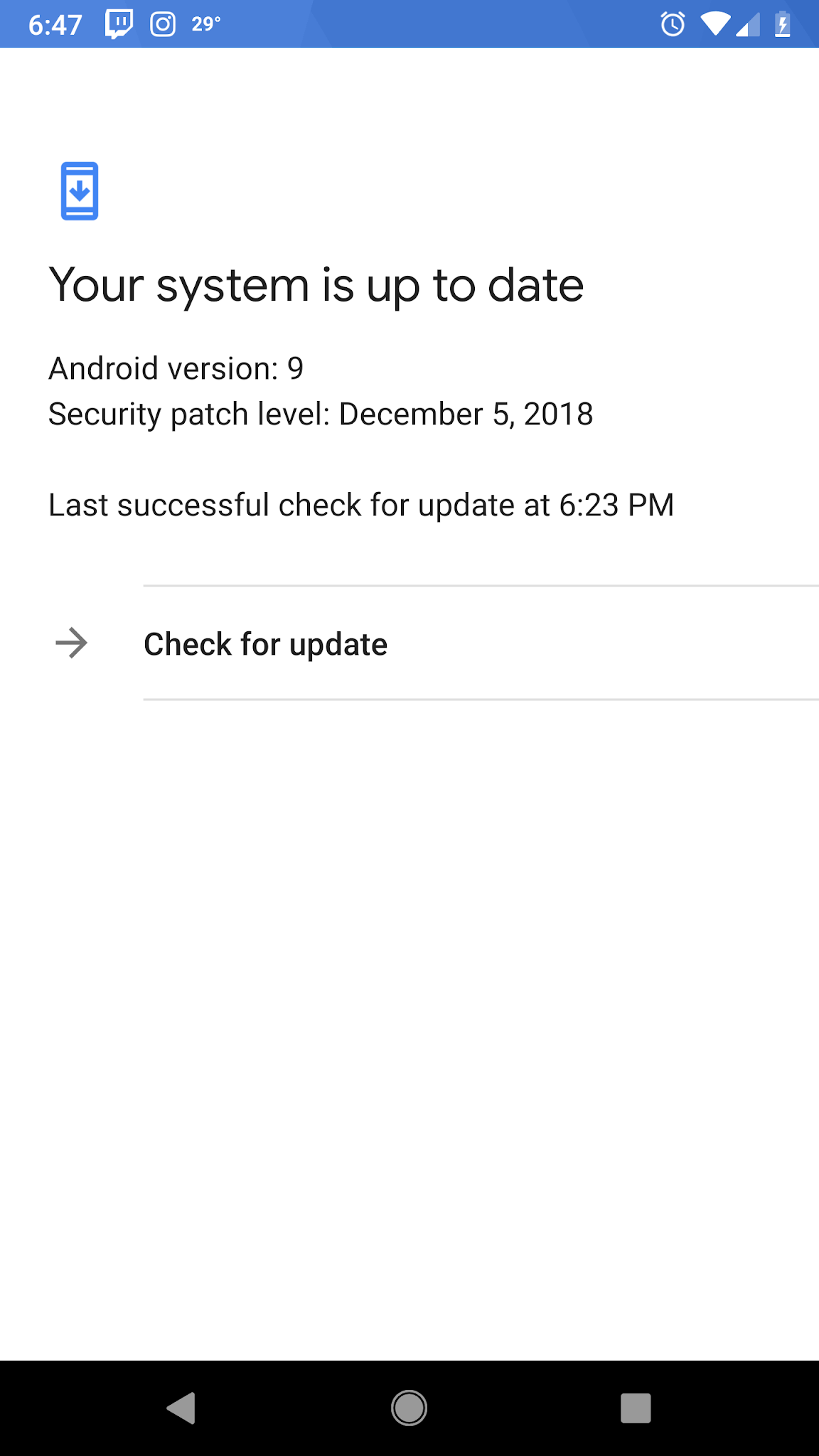 Google appears to have fixed the 'check for update' button on Pixels again